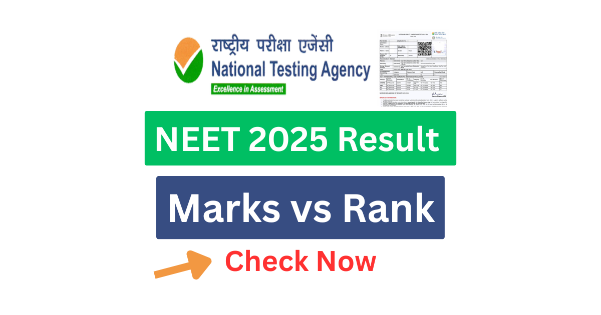 NEET 2025 Marks vs Rank: Percentile Result (Updated)